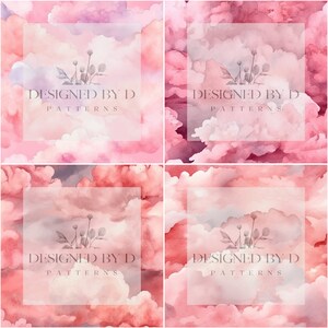 Pink Candy Clouds Digital Paper Set Seamless Pattern Bundle PNG Files ...