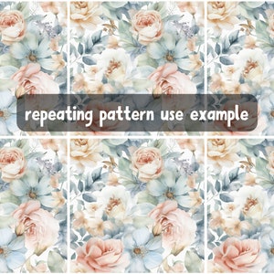 Pastel Roses & Flowers Seamless Pattern Bundle Floral Watercolor ...