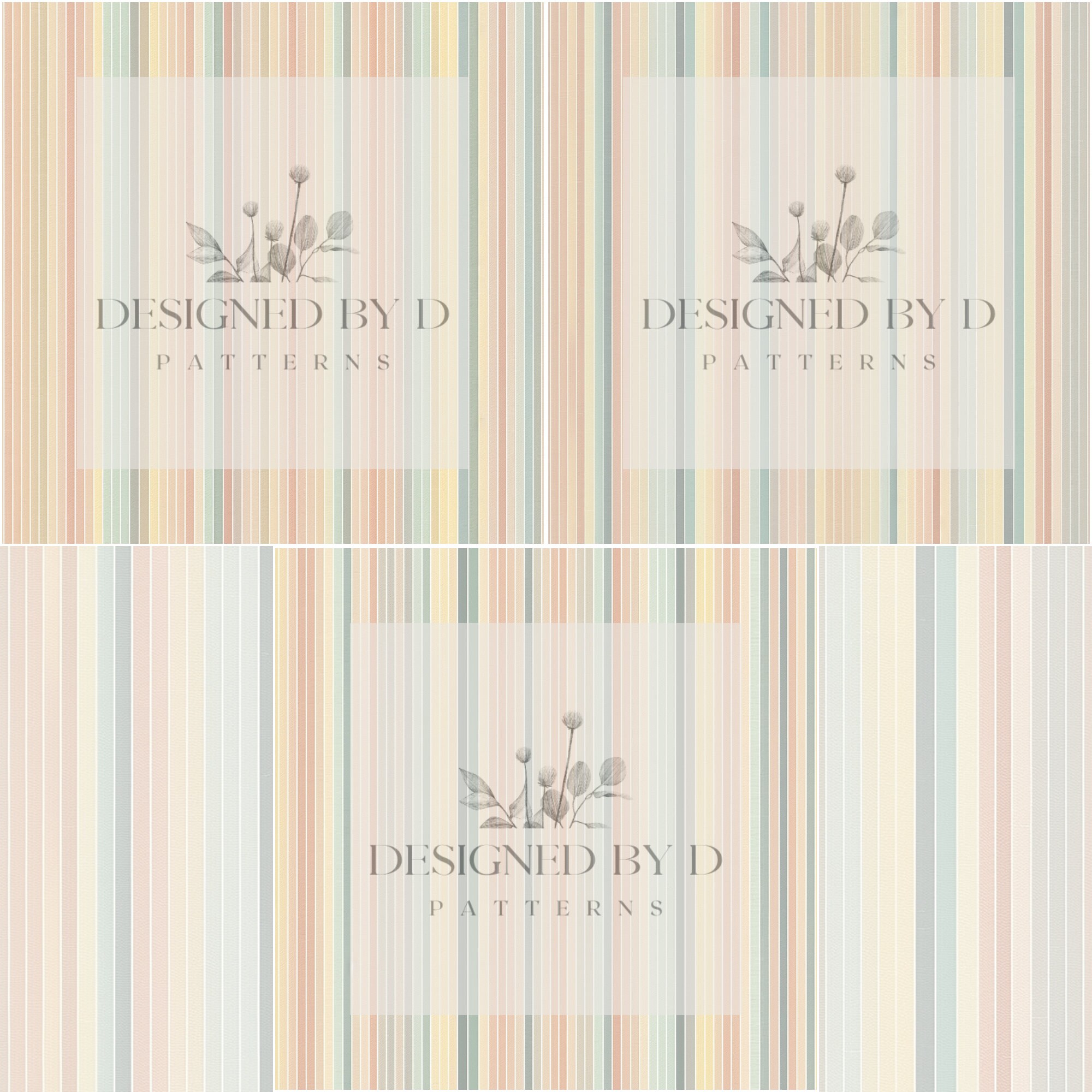 Soft Pastel Pink Stripes Seamless Pattern Set Digital Paper Bundle ...