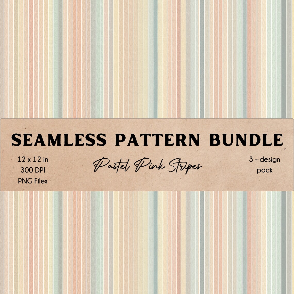 Soft Pastel Pink Stripes Seamless Pattern Set Digital Paper Bundle ...