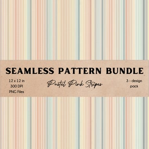 Soft Pastel Pink Stripes Seamless Pattern Set Digital Paper Bundle ...