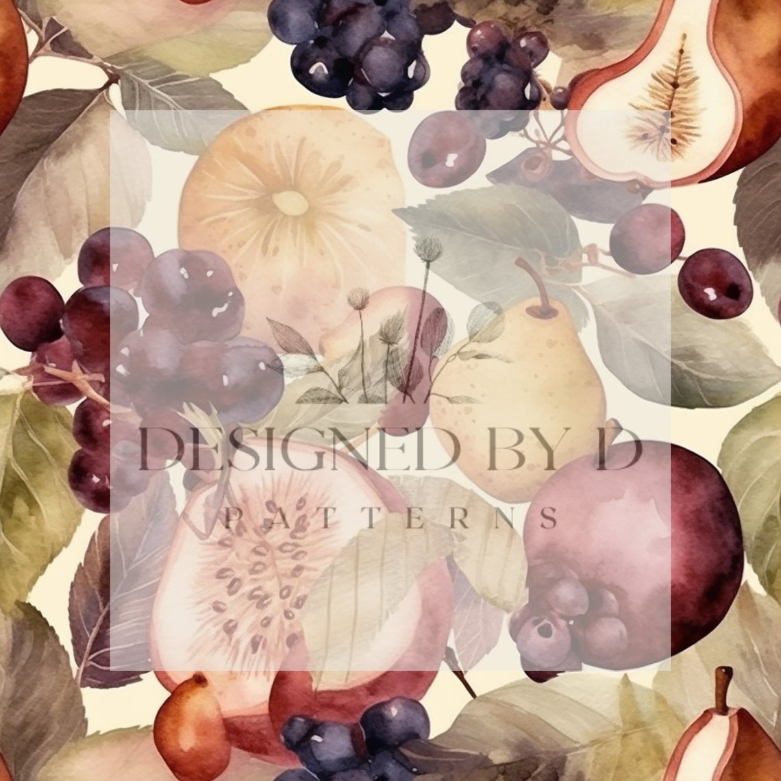 Watercolor Fruits I Digital Paper Set Seamless Pattern Bundle Soft Elegant Art Printable Journal ...