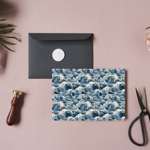 Deep Blue Ocean Waves Seamless Patterns Digital Paper 5-pack Commercial ...