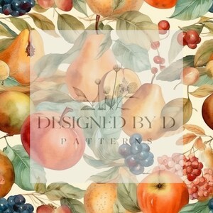 Watercolor Fruits - I Digital Paper Set Seamless Pattern Bundle Soft ...