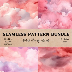 Pink Candy Clouds Digital Paper Set Seamless Pattern Bundle PNG Files ...