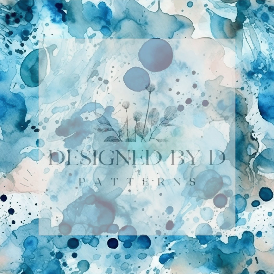 Underwater Blues Watercolor Marks Seamless Pattern Watermark Prints ...