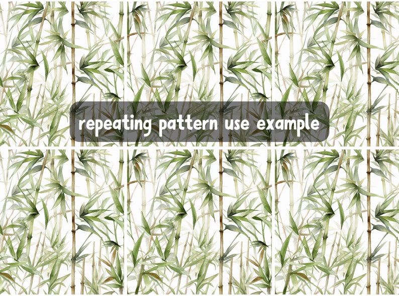 Minimalist Bamboo Illustrations Digital Paper Set Seamless Pattern ...