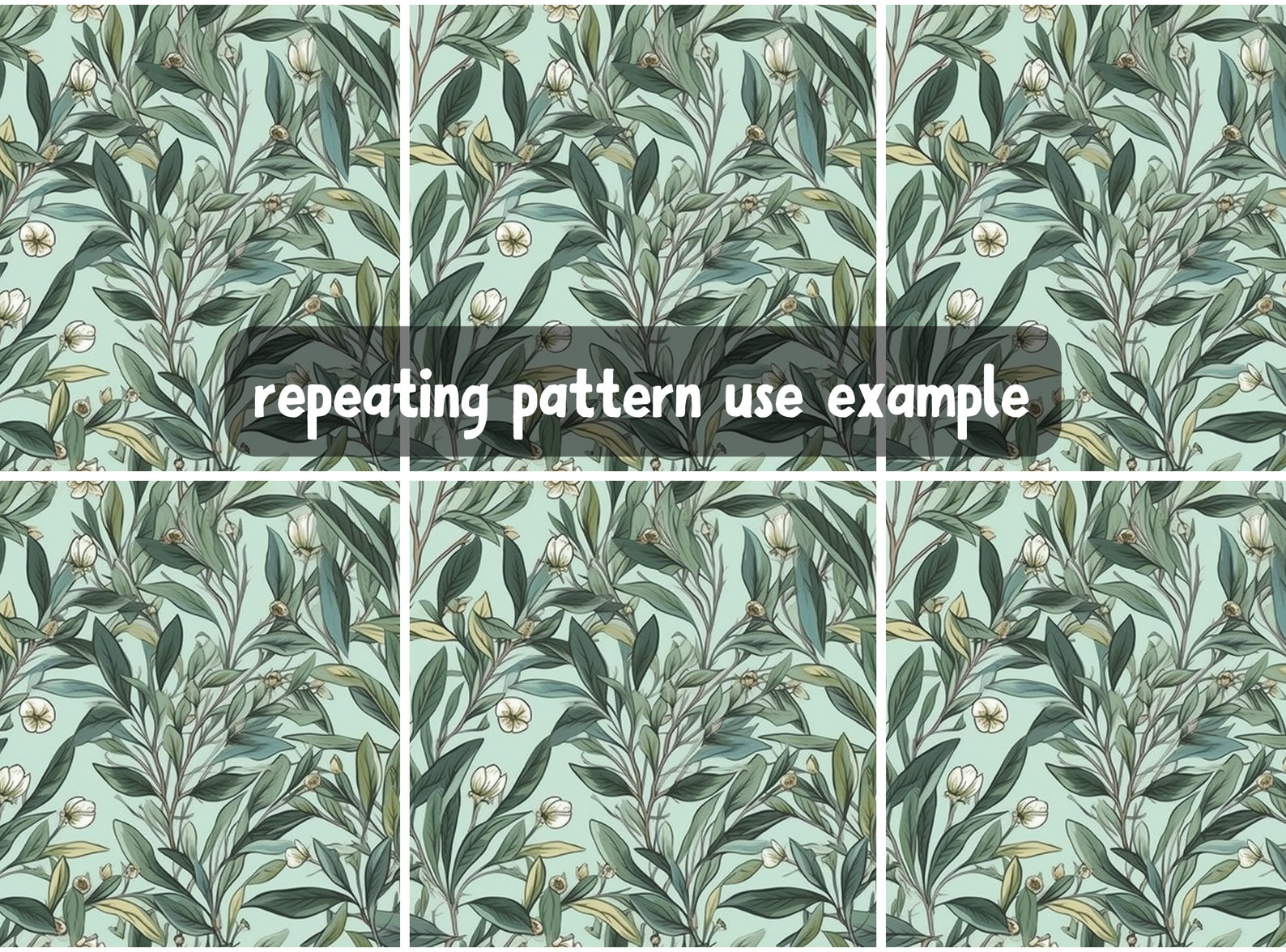 Cartoon Style Greenery Seamless Pattern Floral Art Prints Digital ...
