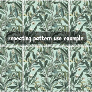 Cartoon Style Greenery Seamless Pattern Floral Art Prints Digital ...