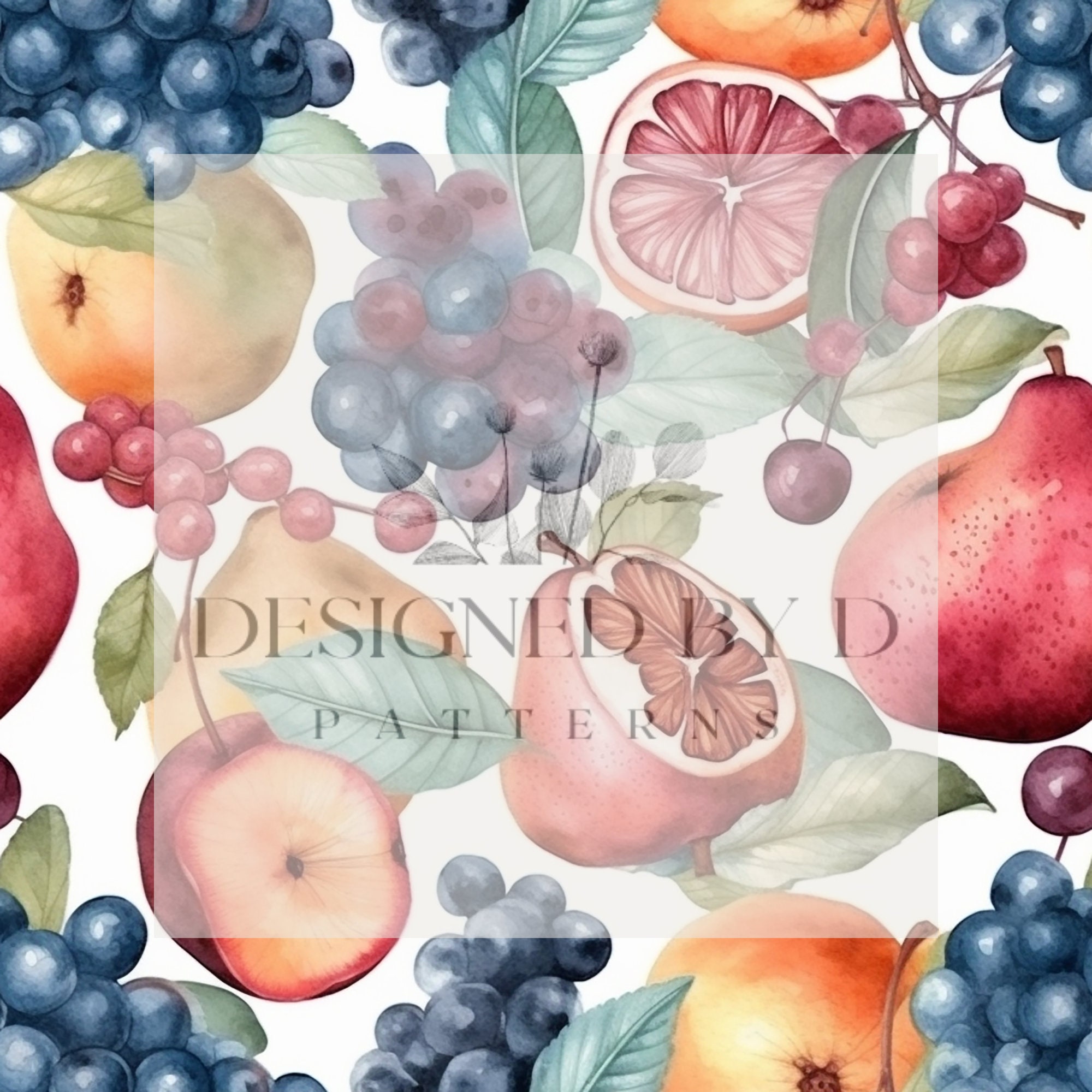 Watercolor Fruits I Digital Paper Set Seamless Pattern Bundle Soft ...