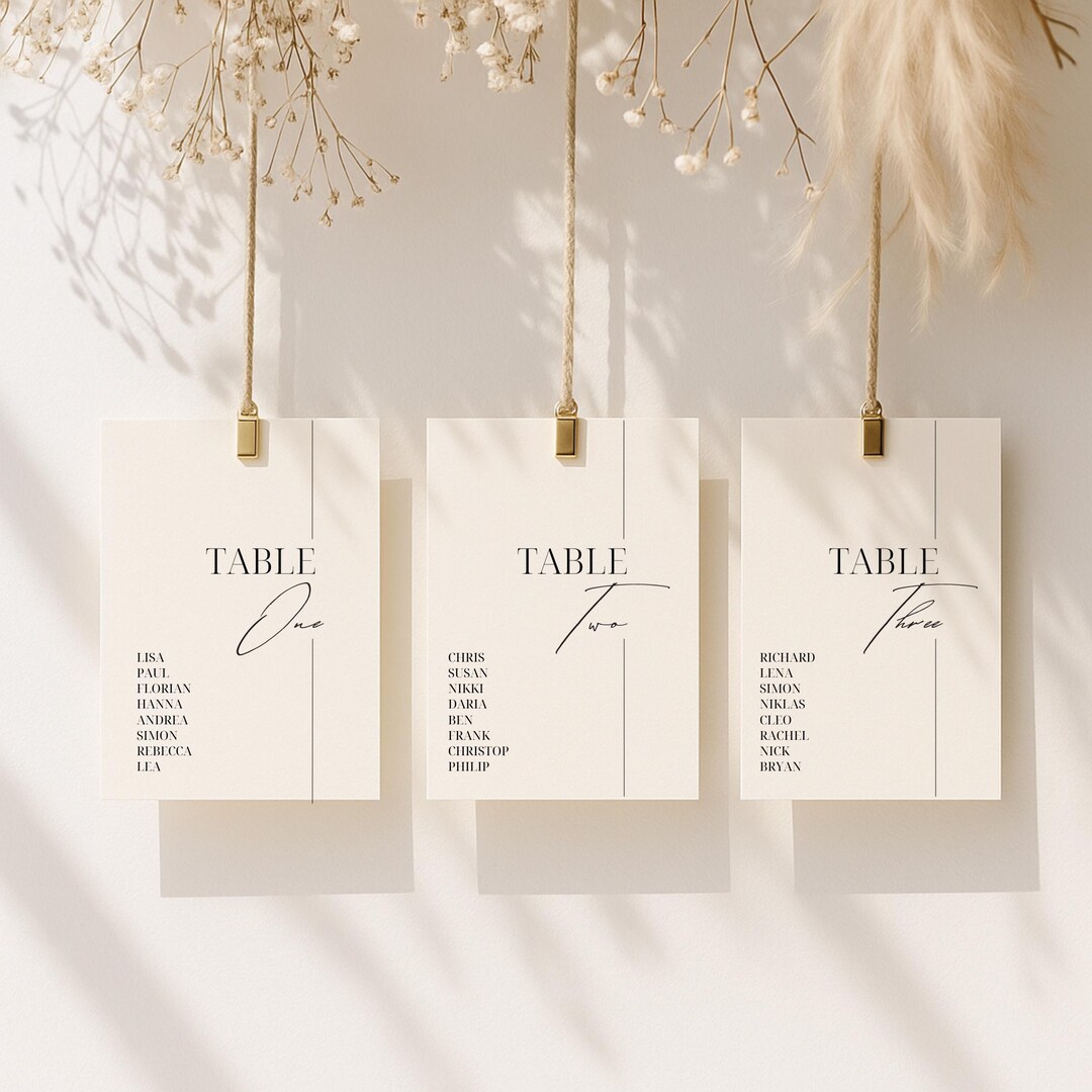 Wedding Table Numbers I Printable Table Numbers I Editable Table Number ...