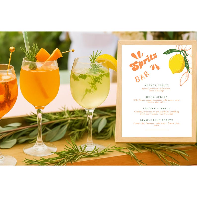 Spritz Bar Sign | Aperol Spritz Sign | Limoncello Hugo Spritz Printable ...