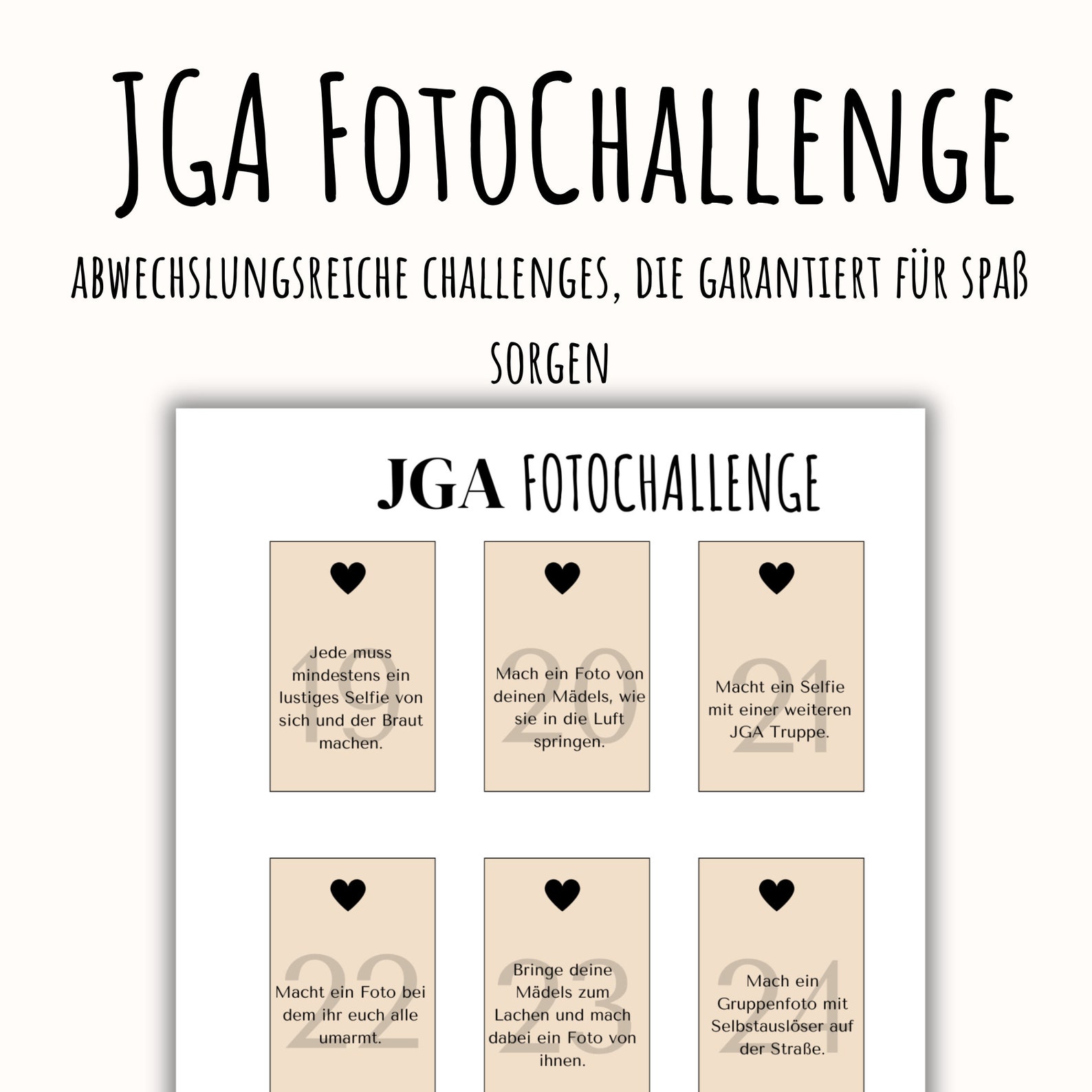 JGA Photo Tasks, Photo Challenge JGA, Hen Party Games, JGA Game to ...