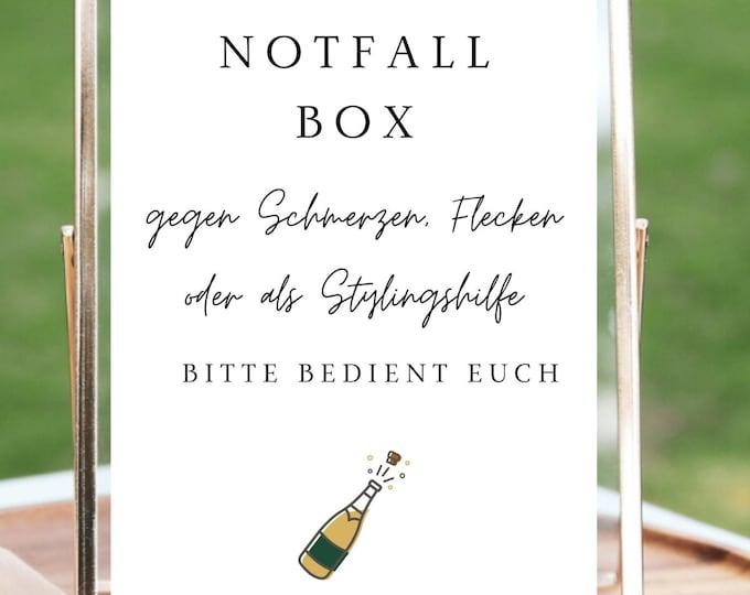 Notfallkörbchen Schild Hochzeit | Notfallbox Notfallkorb Notfallkiste ...
