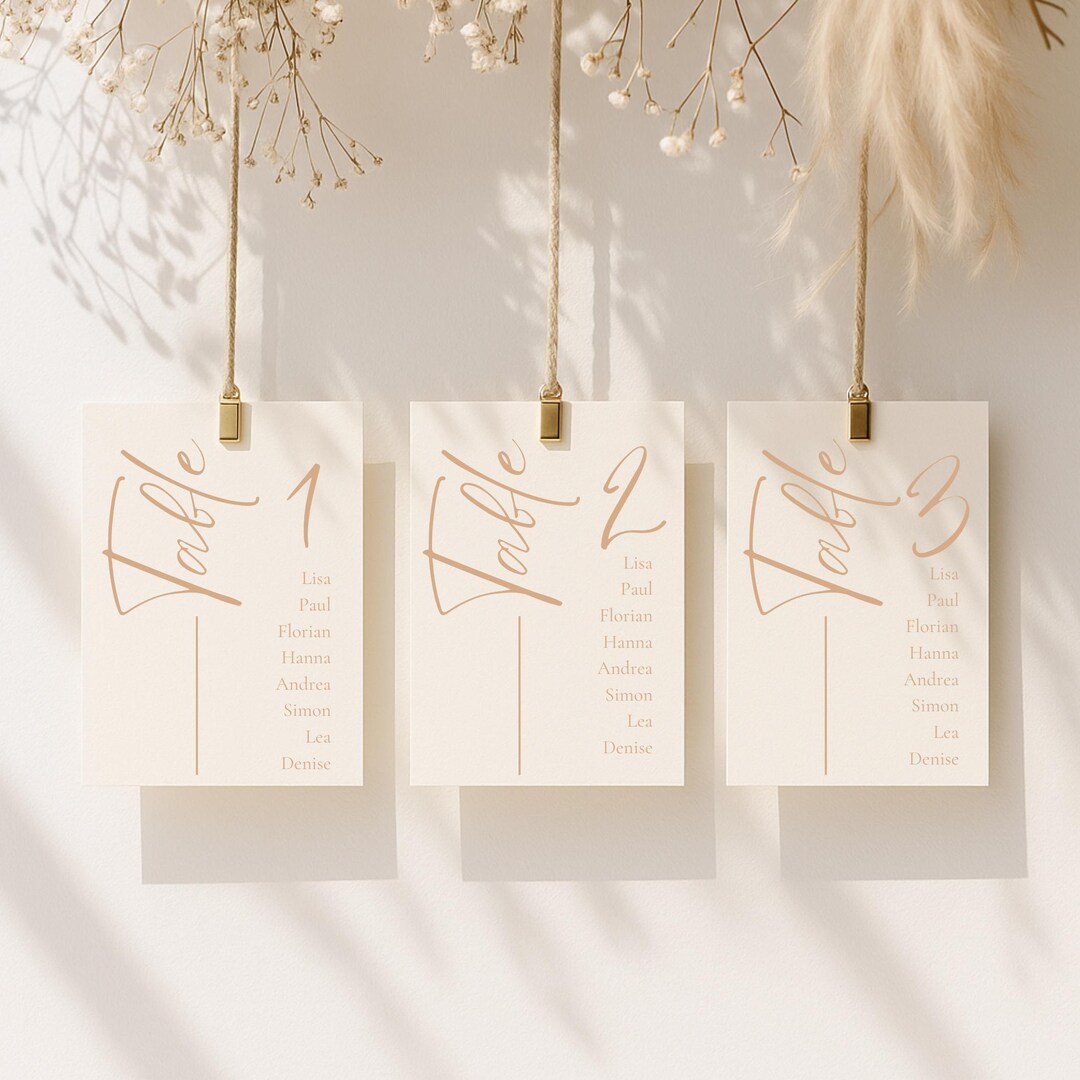 Wedding Table Numbers I Printable Table Numbers I Editable Table Number ...