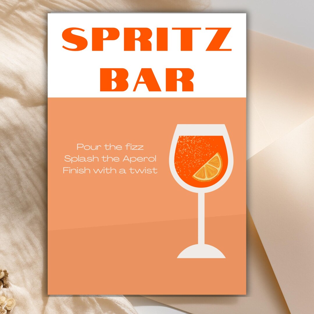 Spritz Bar Sign | Aperol Spritz Sign | Limoncello Hugo Spritz Printable ...