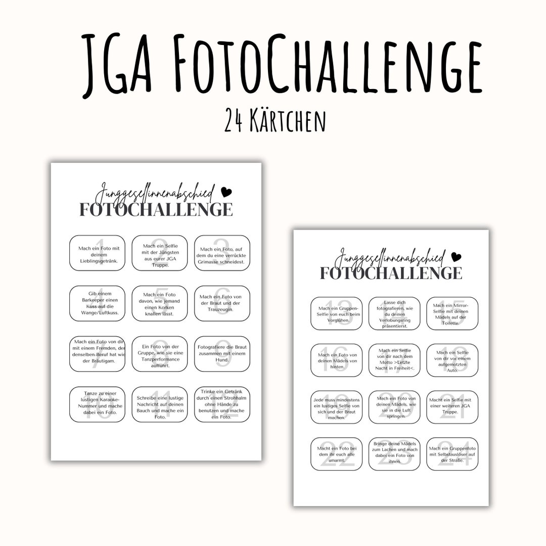 JGA Fotoaufgaben, Fotochallenge JGA, Junggesellinnenabschied Spiele ...