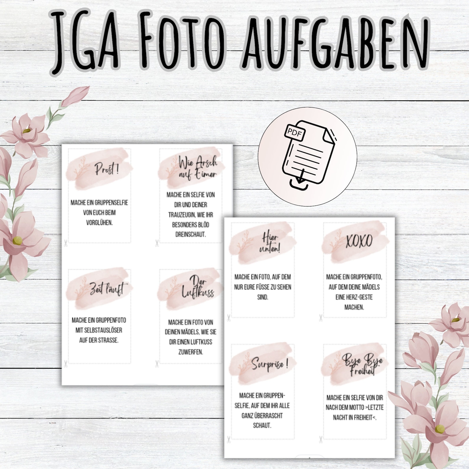 JGA Fotoaufgaben, Fotochallenge JGA, Junggesellinnenabschied Spiele ...