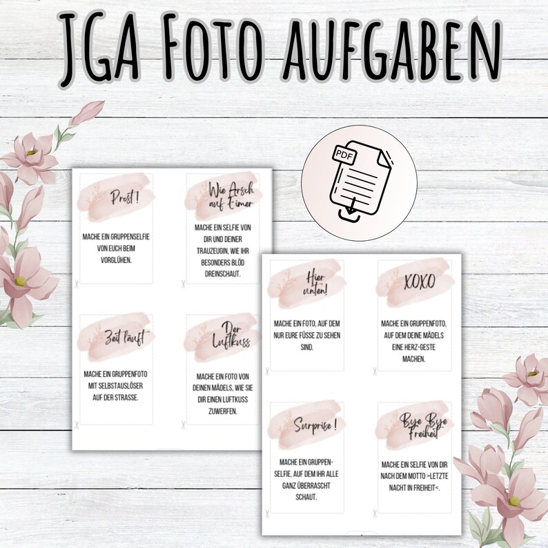 JGA Fotoaufgaben, Fotochallenge JGA, Junggesellinnenabschied Spiele ...