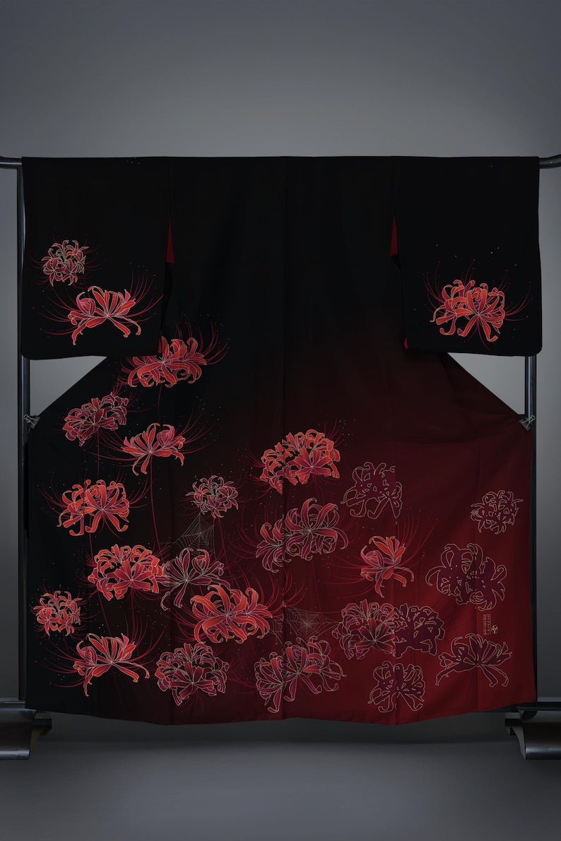 Kimono "higanbana” Polyester Kimono / Cotton Yukata / Plus Size ...