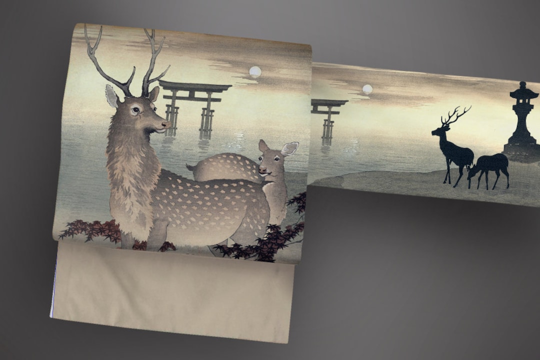 Nagoya Obi ‘ohara Koson Deer’ / Kimono - Etsy