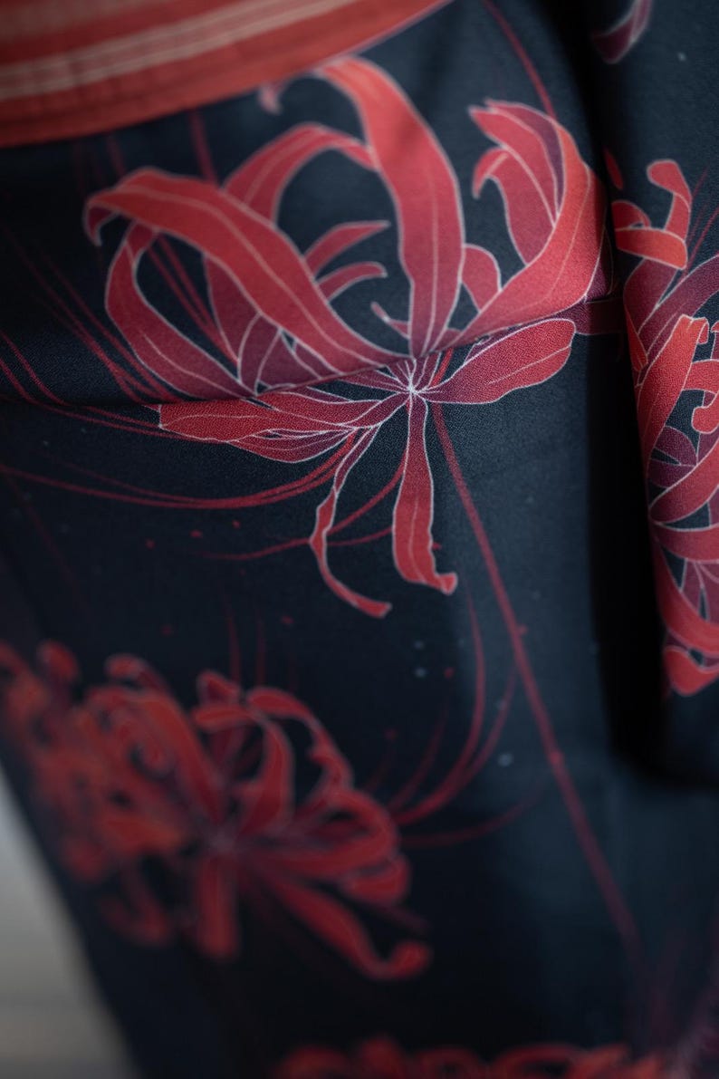 Kimono "higanbana” Polyester Kimono / Cotton Yukata / Plus Size ...