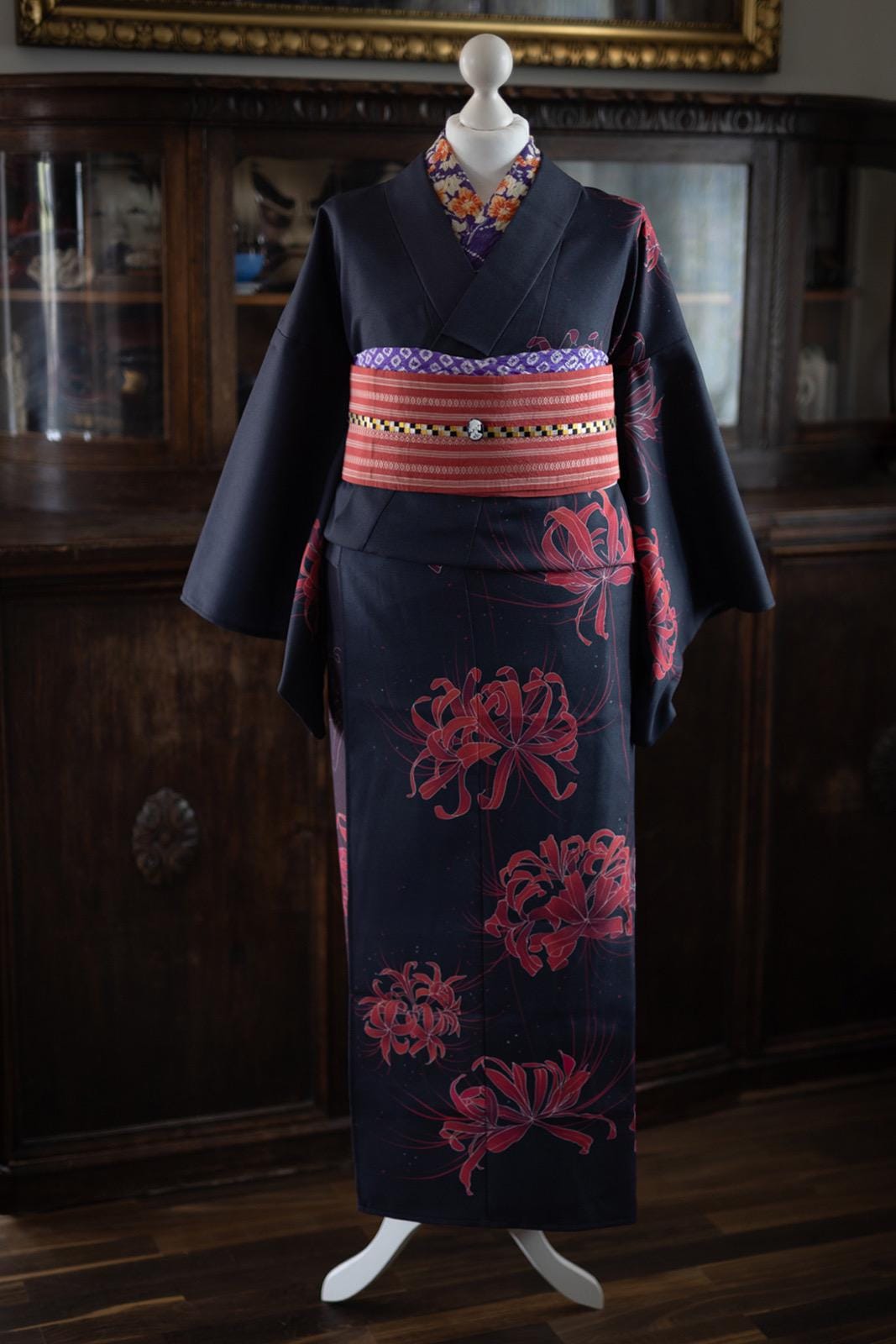 Kimono "higanbana” Polyester Kimono / Cotton Yukata / Plus Size ...