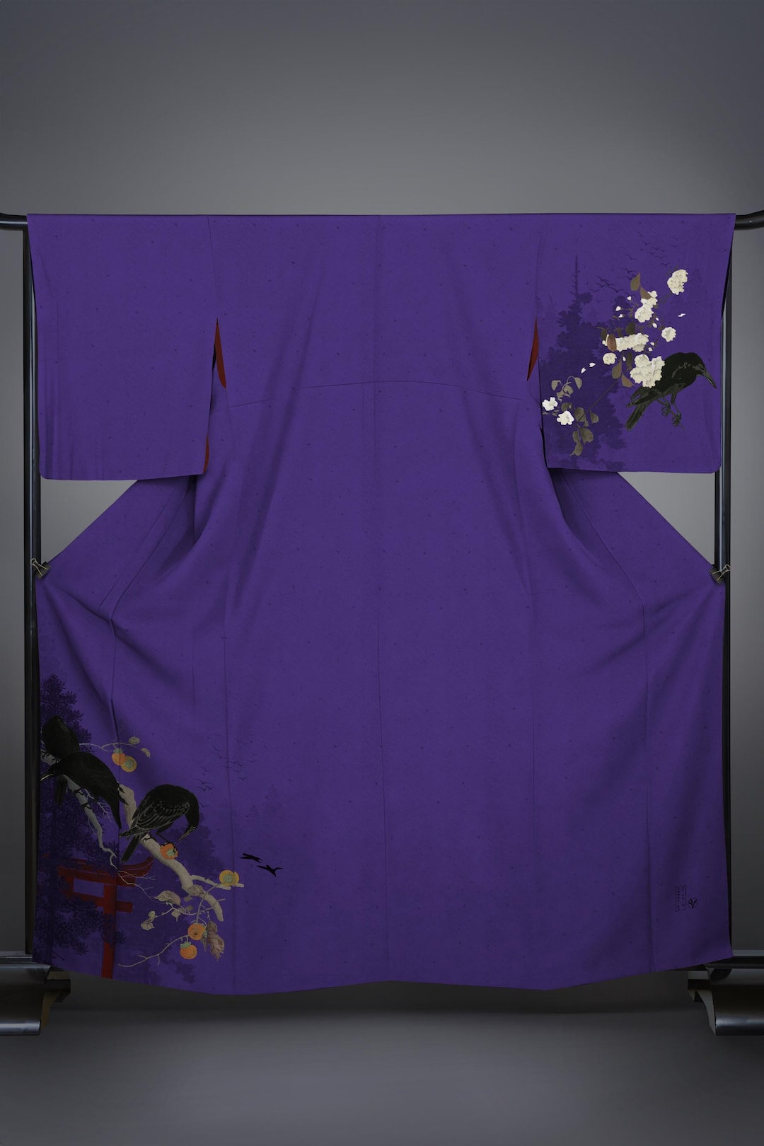 Kimono "ravens - With Artwork of Ohara Koson" Polyester Kimono / Cotton ...