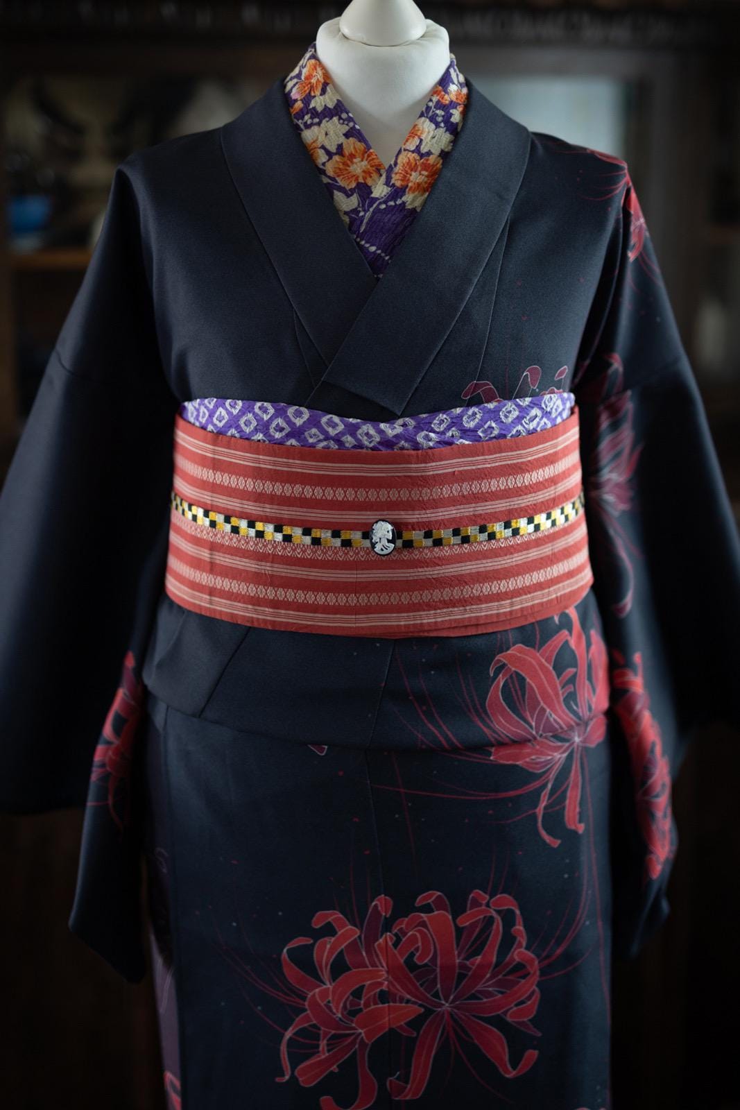 Kimono "higanbana” Polyester Kimono / Cotton Yukata / Plus Size ...