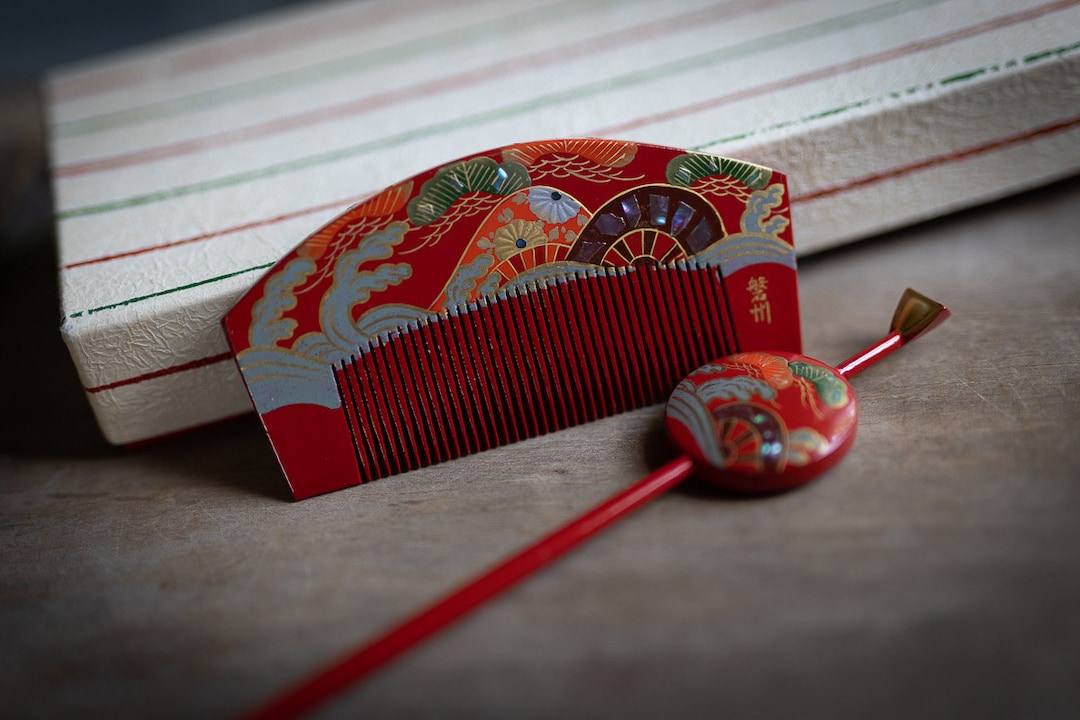 Vintage Japanese Kushi & Kogai Set / Kimono - Etsy