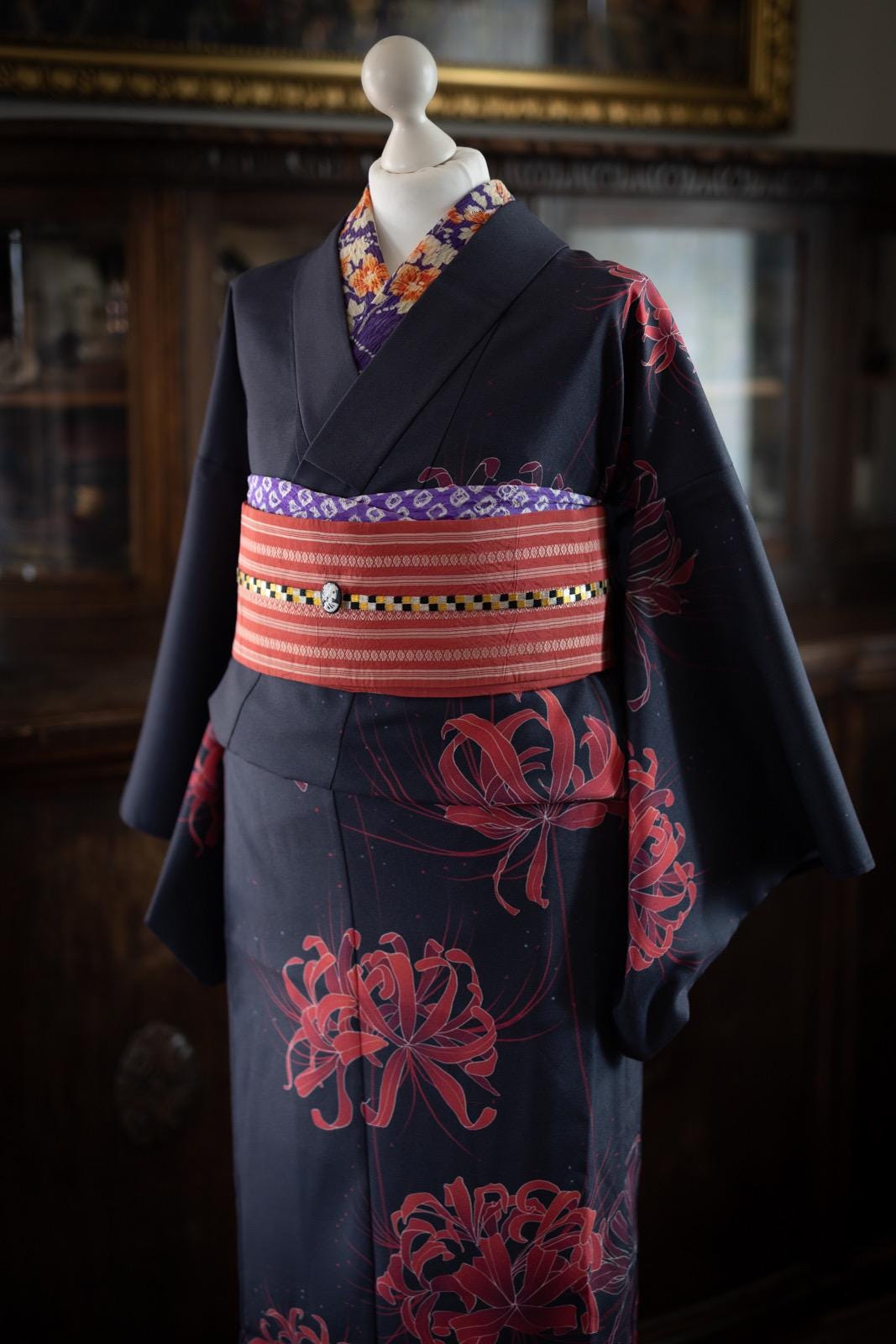 Kimono "higanbana” Polyester Kimono / Cotton Yukata / Plus Size ...