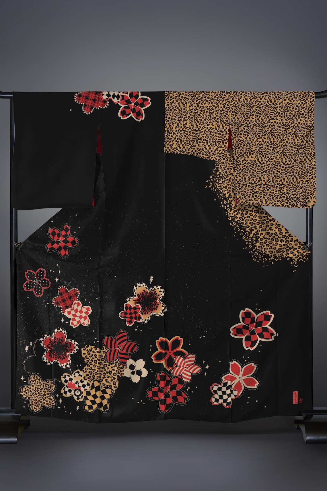 Kimono "punk Sakura” Polyester Kimono / Cotton Yukata / Plus Size ...