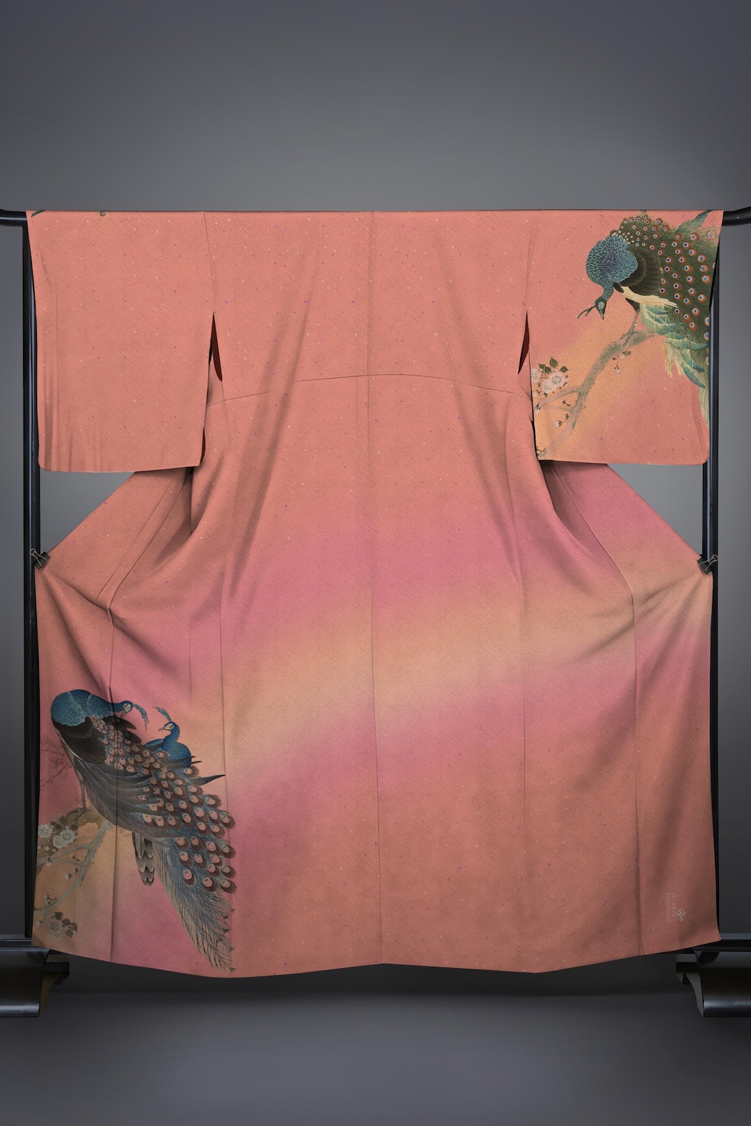 Kimono "peacock - With Artwork of Ohara Koson" Polyester Kimono ...