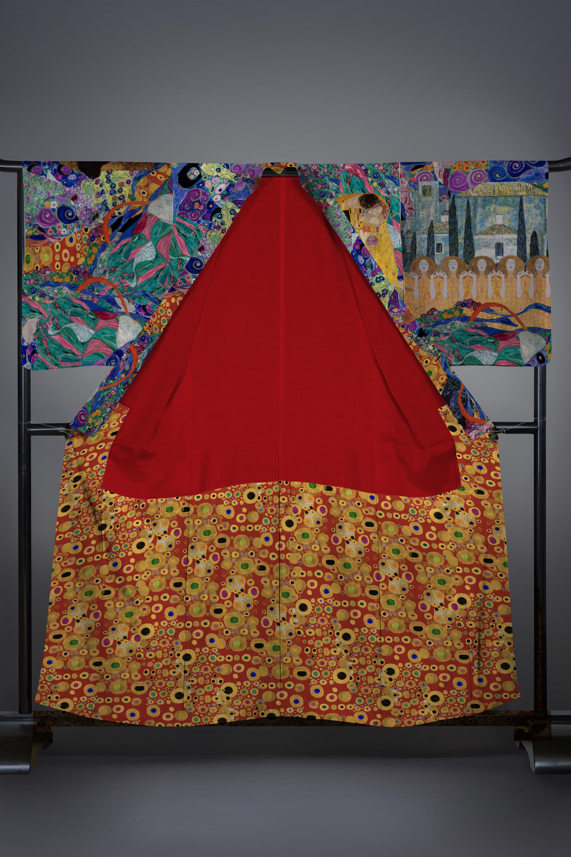 Kimono "with Various Artworks of Klimt“ Polyester Kimono / Cotton ...
