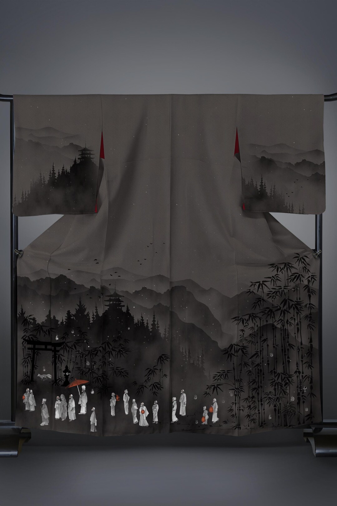 Fox Wedding Kimono, Custom Size Polyester Yukata - Etsy