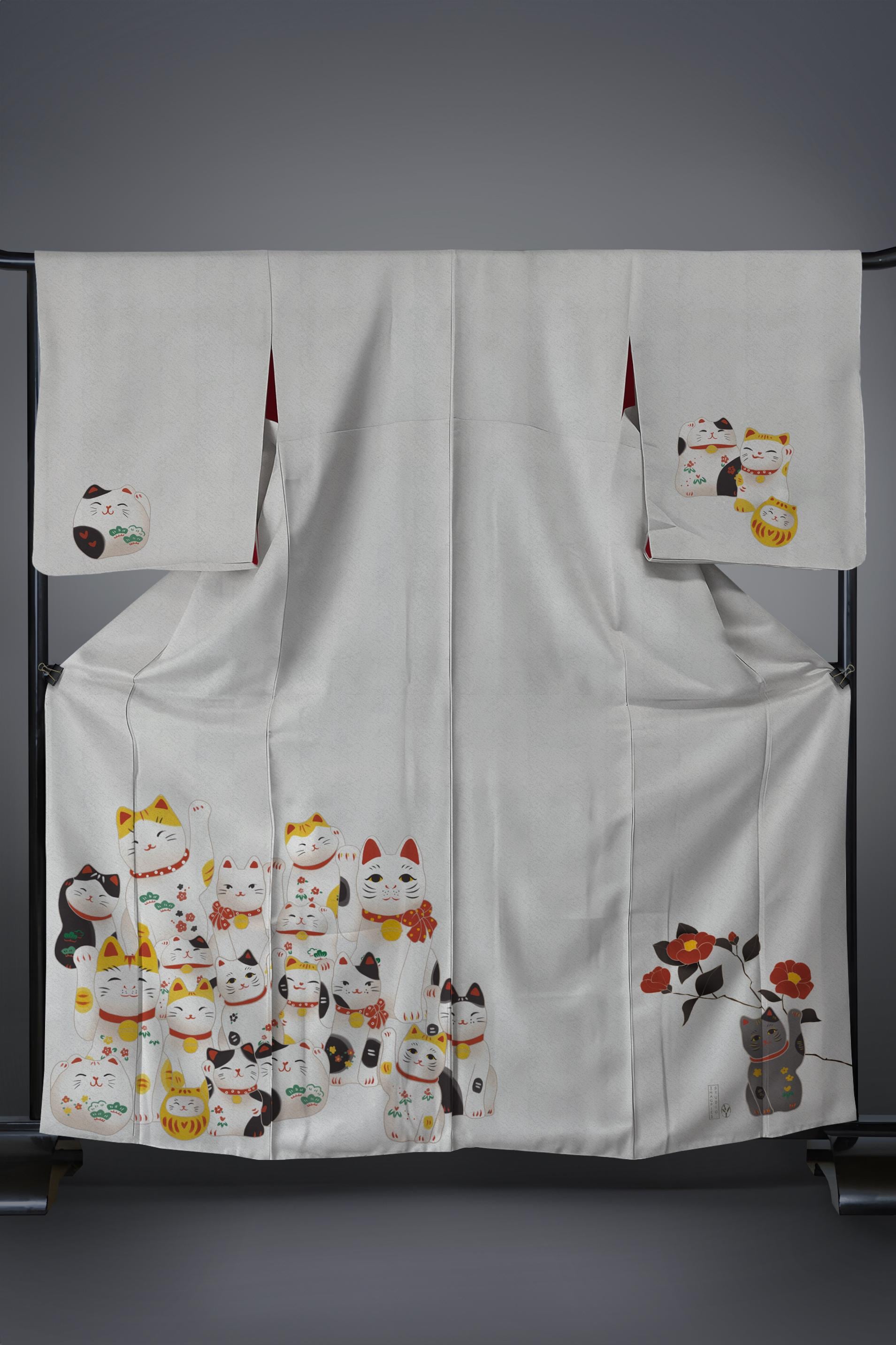 Kimono "manekineko” Polyester Kimono / Cotton Yukata / Plus Size ...