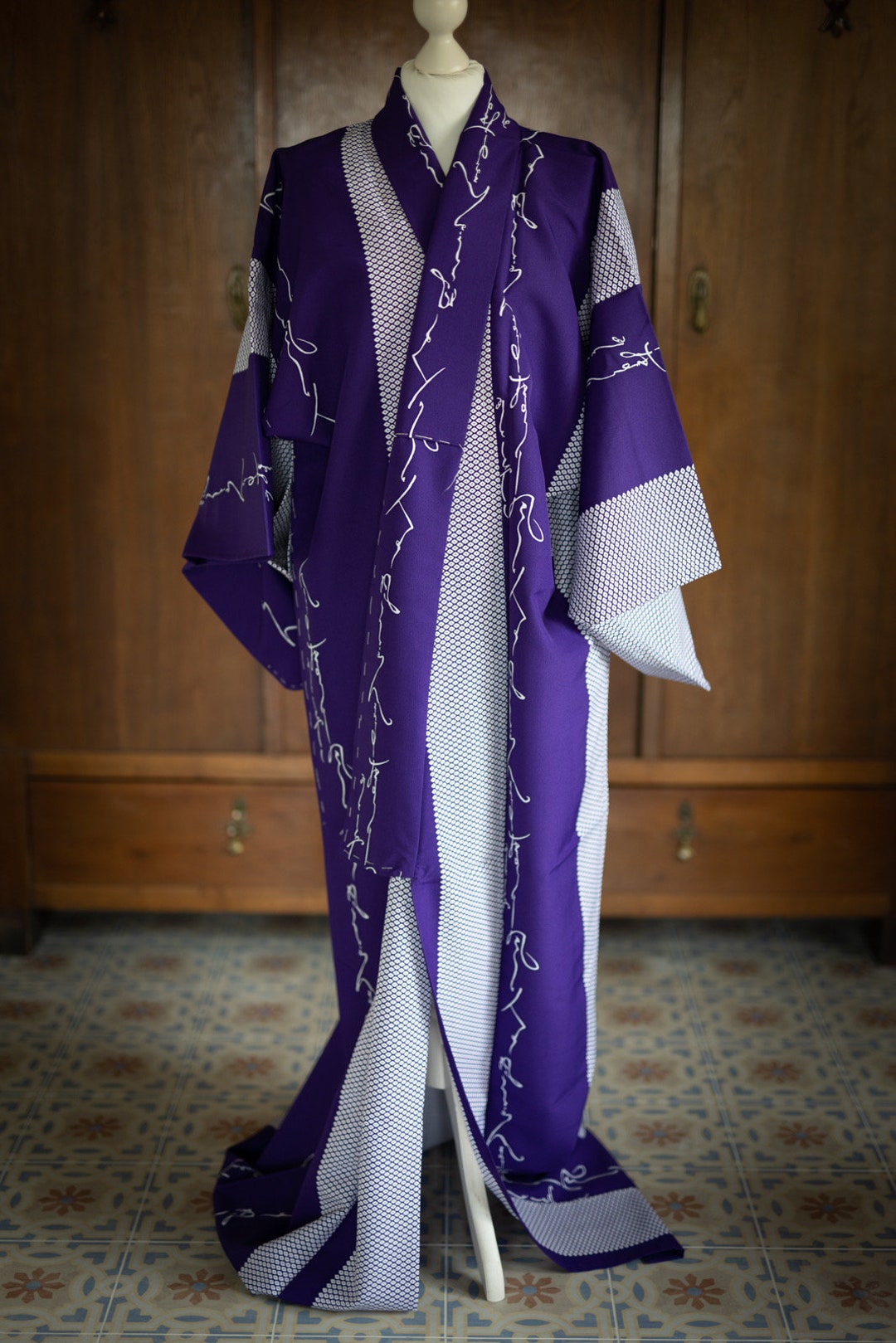 Vintage Kimono / 67yuki / Komon Kimono Polyester - Etsy