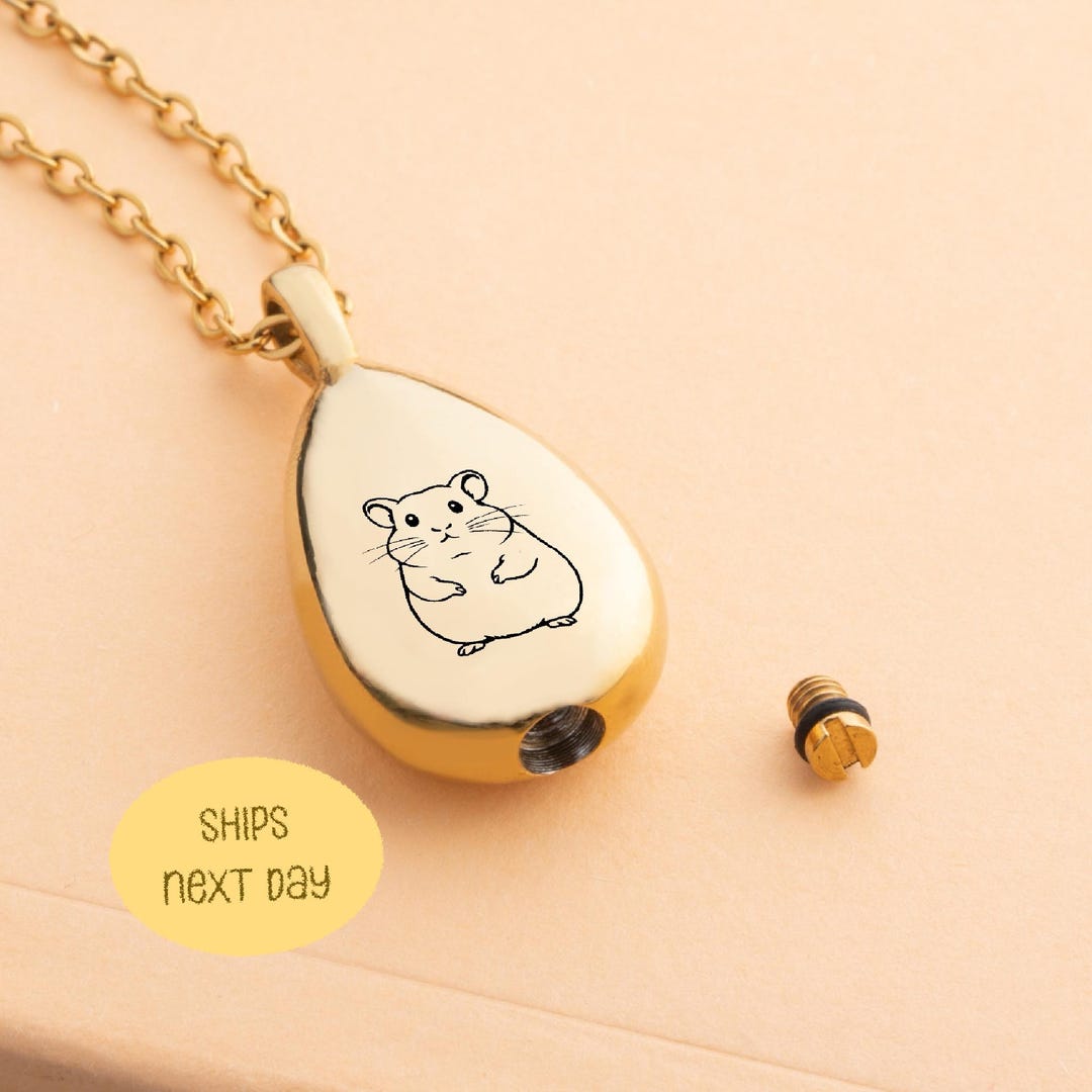 Hamster Drop Urn Necklace, Custom Cremation Jewelry Keepsake ...