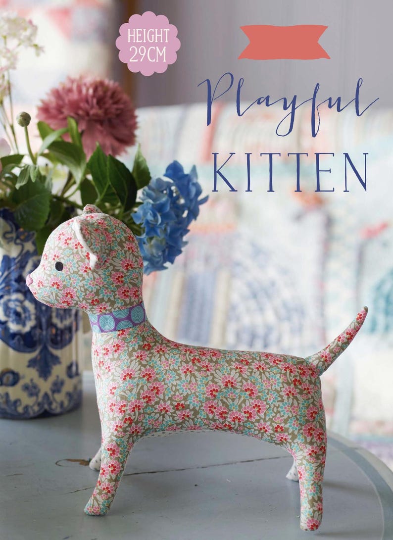 Cute Kitten Sewing Pattern, Modern Patchwork Soft Toy Pattern, DIY ...