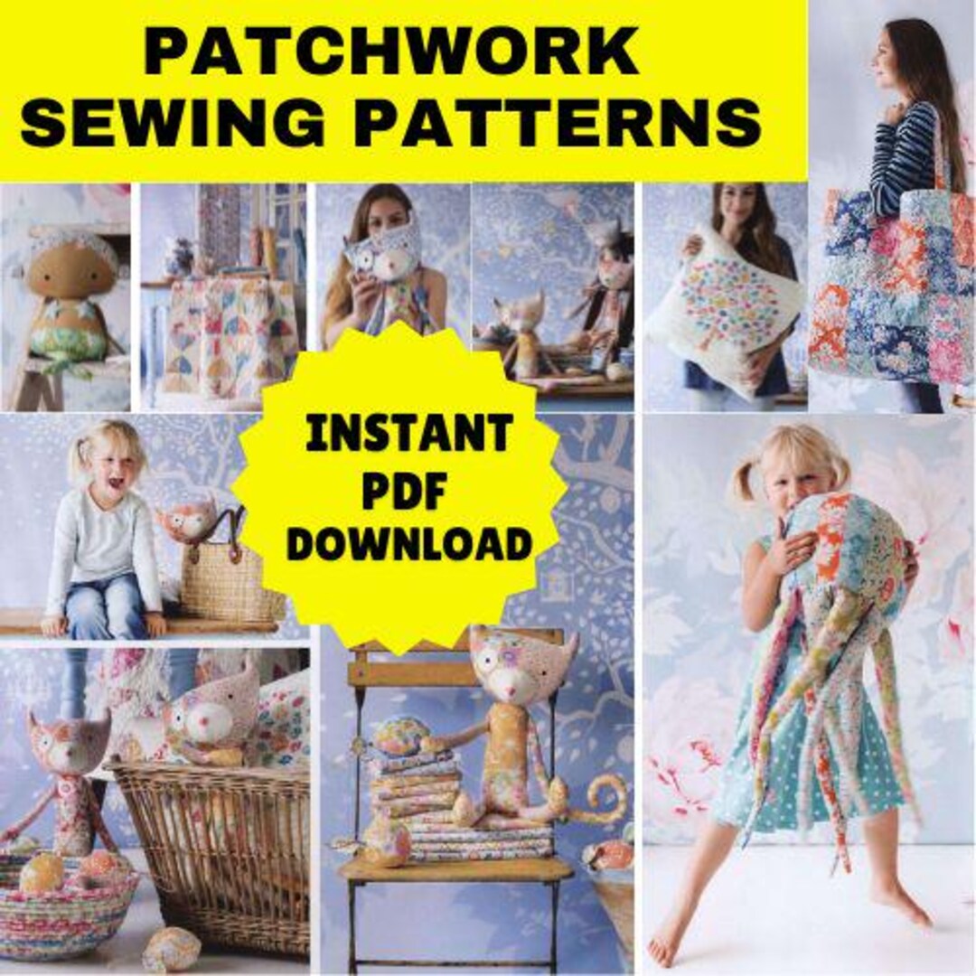 Patchwork Sewing Patterns Bundle, Home Decor, Toys, Bags (PDF Download ...