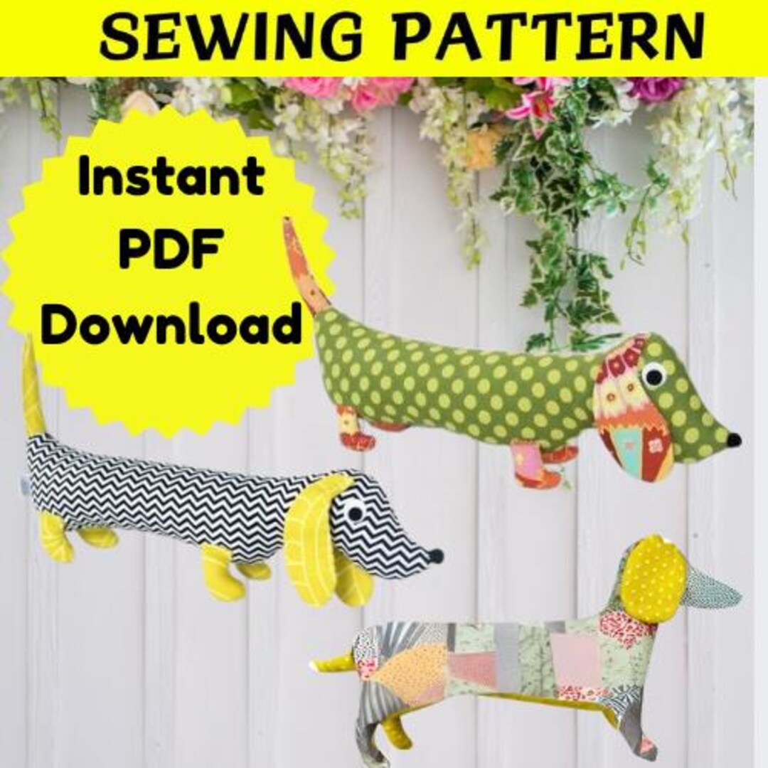 Dachshund Sewing Pattern, Easy Patchwork Soft Toy (PDF Instant Download ...