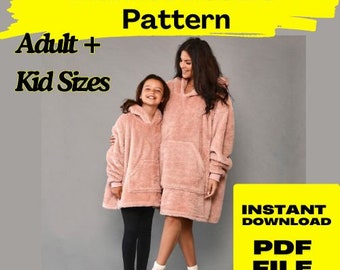 Cozy Hooded Blanket Sewing Pattern, Adult Kid Sizes Pattern, DIY, PDF ...