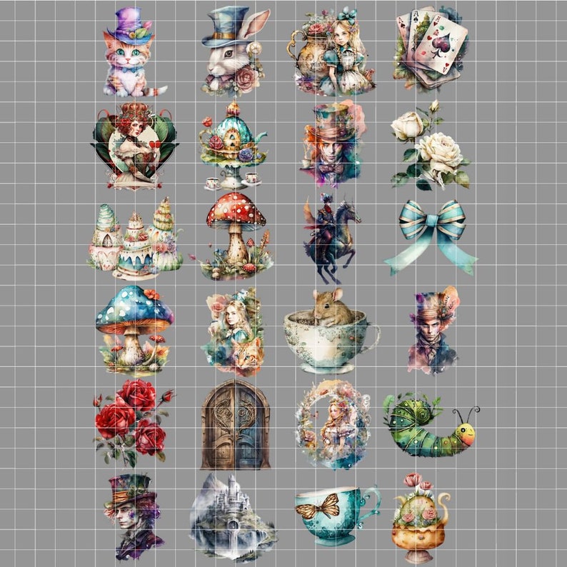 48 Watercolour Alice in Wonderland Overlay, Photoshop Overlay, PS ...