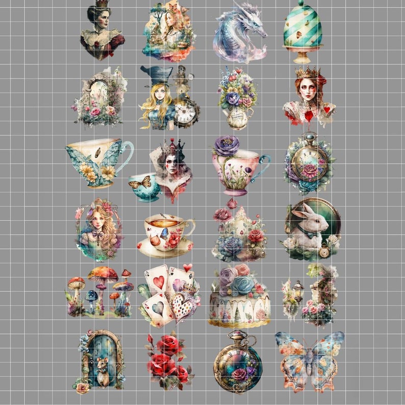 48 Watercolour Alice in Wonderland Overlay, Photoshop Overlay, PS ...