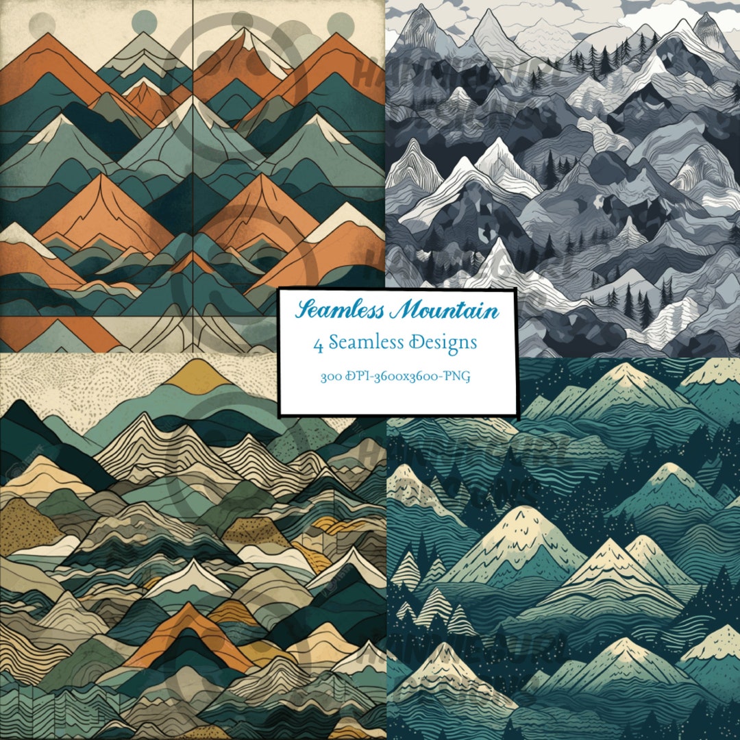 Mountain Seamless Design, PNG, SVG, JPEG, Patterns for Journals ...