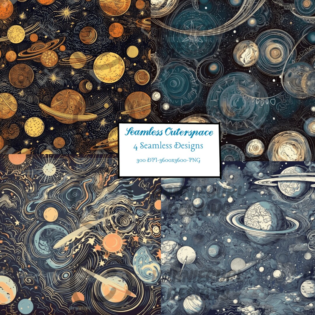 Astrology Seamless Pattern Bundle, Digital Art Download, Outer Space ...