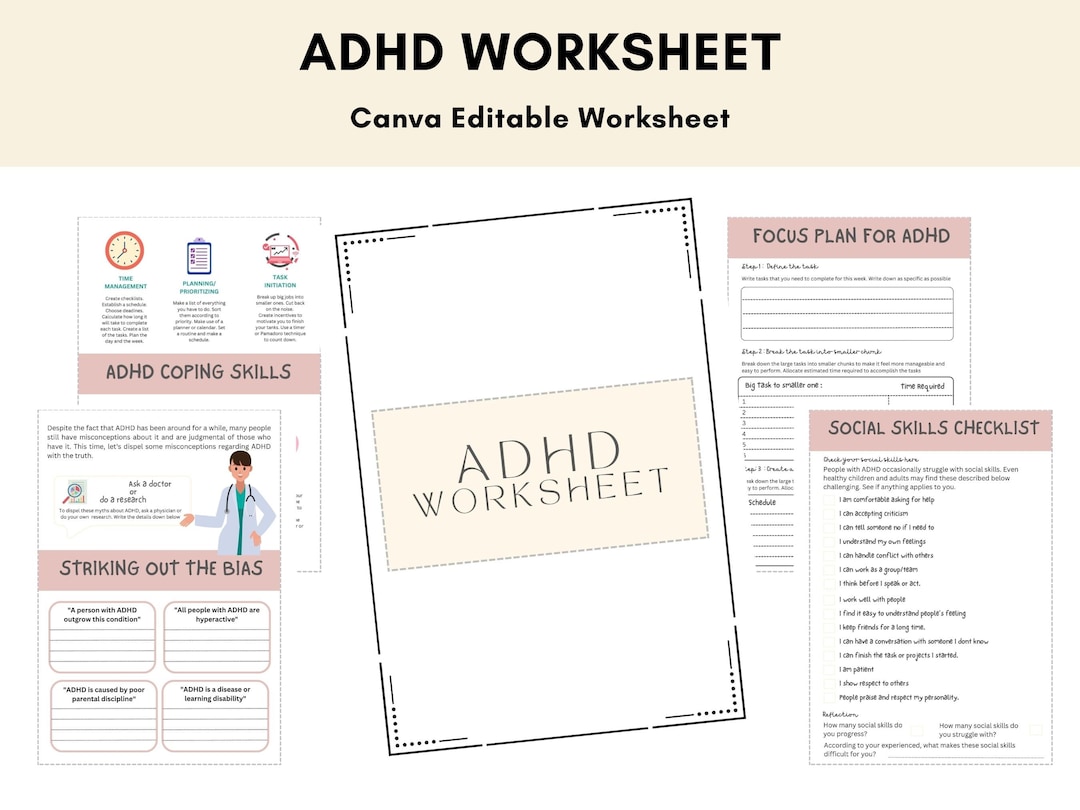 ADHD PLR Worksheet, Focus, Action, Survey Form for ADHD, Social Skills ...