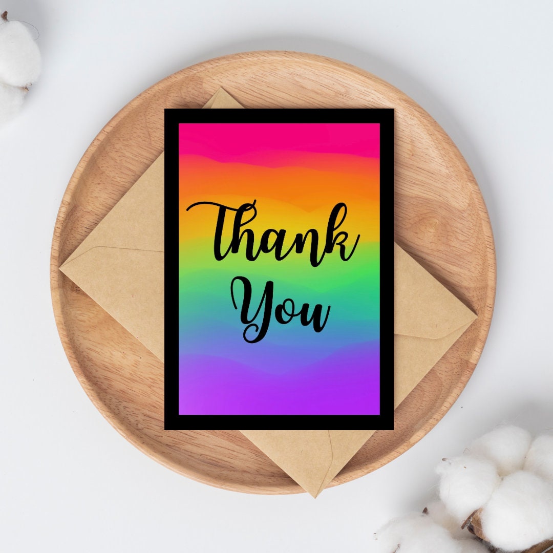 Rainbow Thank You Card - Etsy