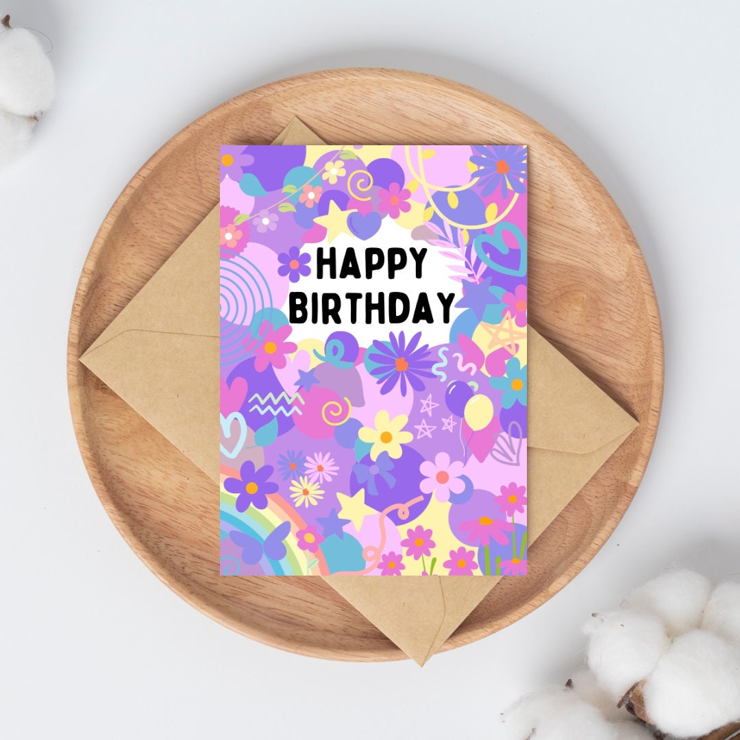 Cute Happy Birthday Card - Etsy