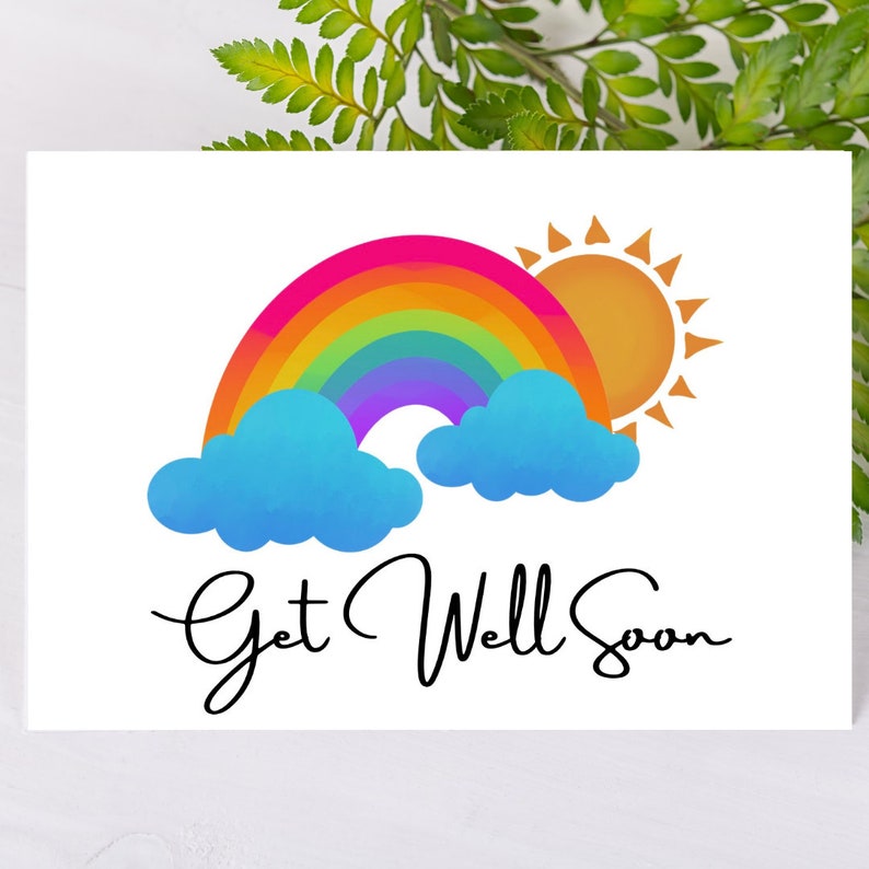Rainbow Get Well Soon Card - Etsy